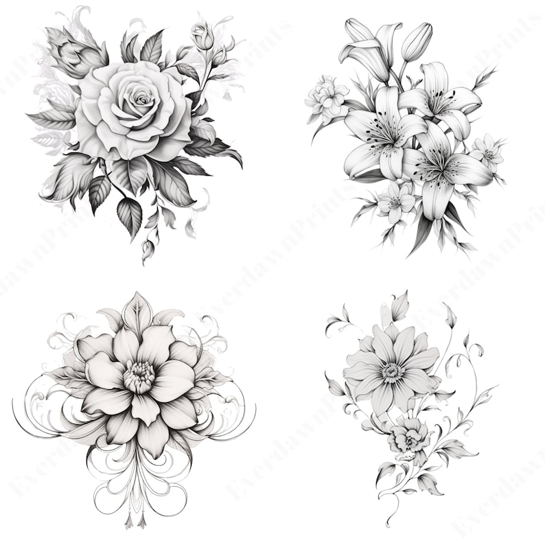 22 Flower Pencil Drawing, High Quality Transparent PNG, Roses, Floral ...