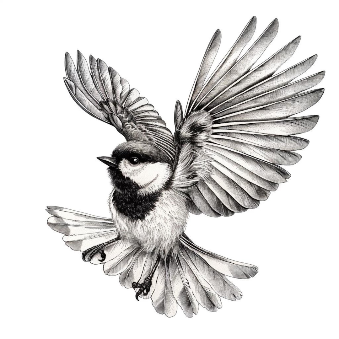 24 Chickadee Clipart, Flying Bird Image, Detailed Bird Illustration ...