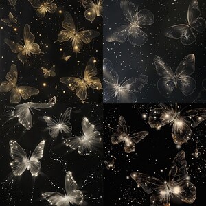24 Gold Butterfly Clipart, Sparkle Butterflies PNG, Celestial Insect ...