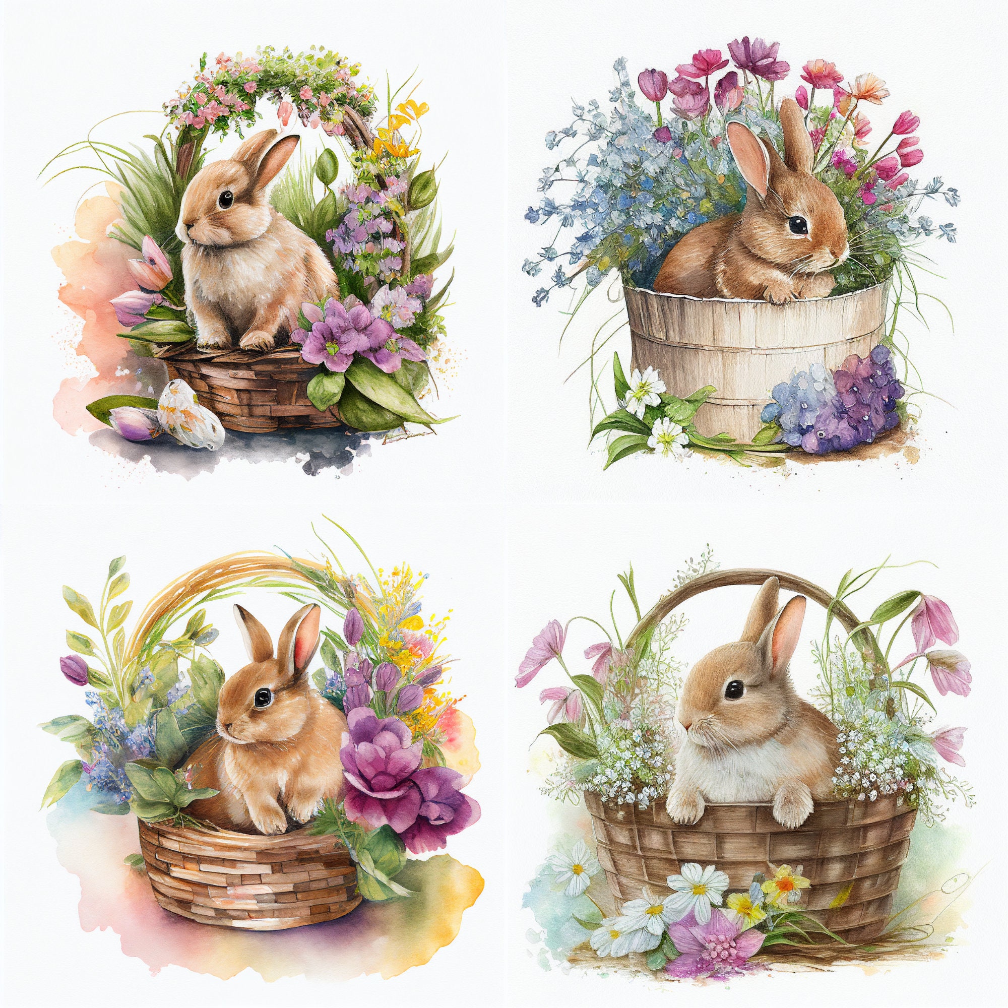 36 Easter Bunny Basket Clipart High Quality Pngs Nursery - Etsy