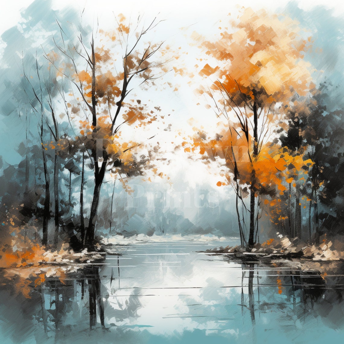 20 Autumn Trees Near a River Watercolor Clipart - Watercolor Forest ...