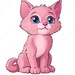 21 Cute Cartoon Pink Kitten Sticker, Adorable Cat Clipart, Perfect for ...