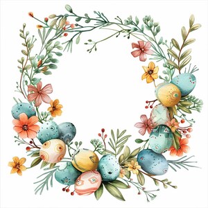 24 Easter Floral Egg Wreath Clipart, Spring Digital Download, Printable ...