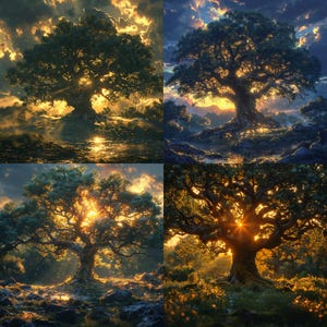 24 Enchanted Fairy Tale Tree Clipart, Magical Tree Illustration Digital ...