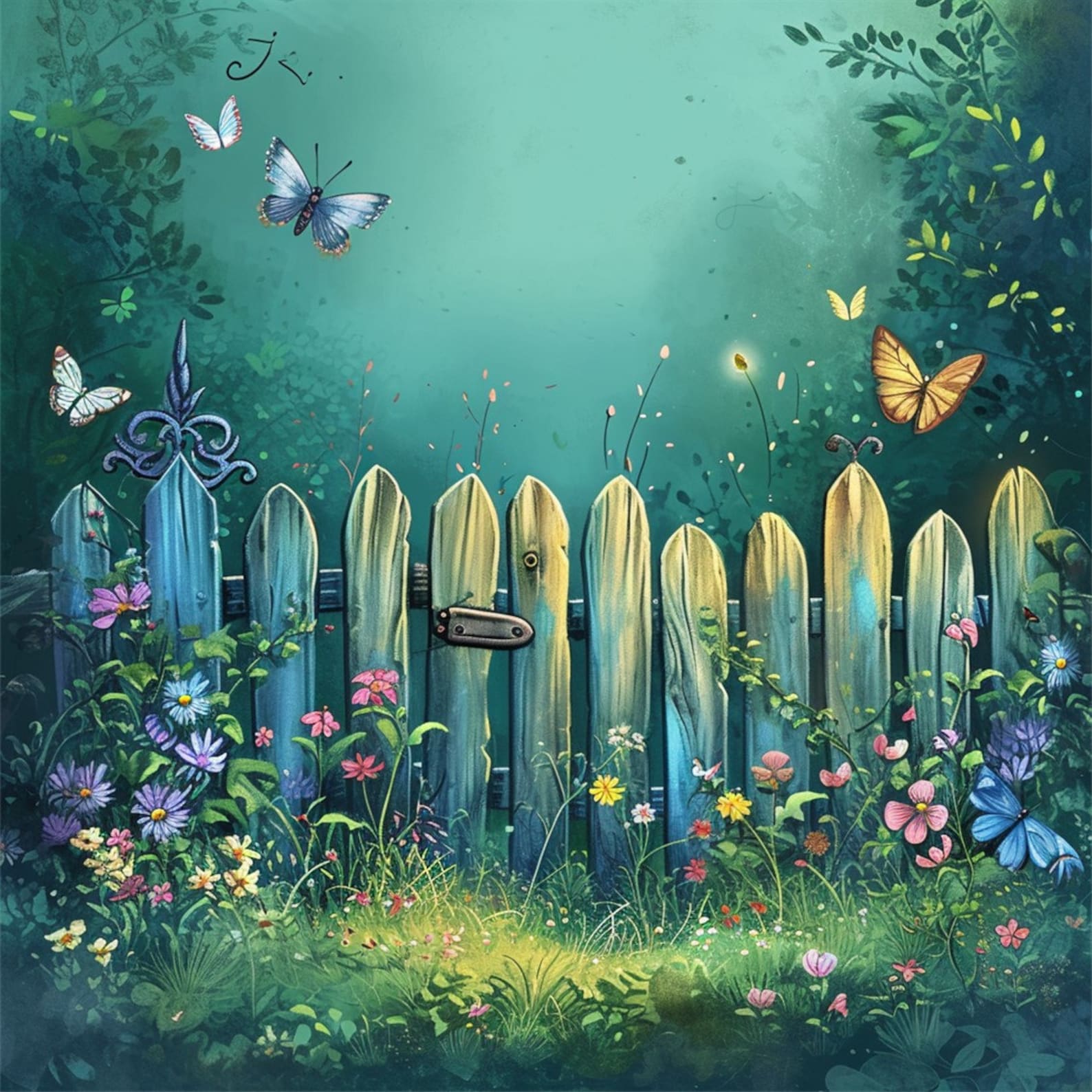 24 Enchanted Garden Fence With Fairies, Whimsical Fairy Child ...