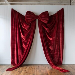 24 Large Red Bow Curtain Clipart, Holiday Season Decor Clipart ...