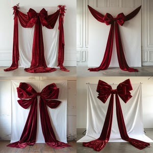 24 Large Red Bow Curtain Clipart, Holiday Season Decor Clipart ...