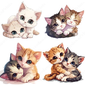 29 Two Cute Chibi Kitten Clipart, Transparent PNG Baby Shower Nursery ...