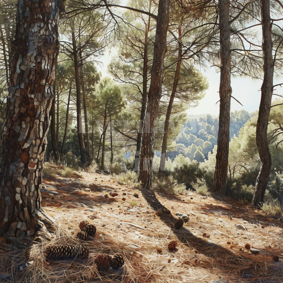 24 Mediterranean Pine Trees Watercolor Clipart - Watercolor Forest ...