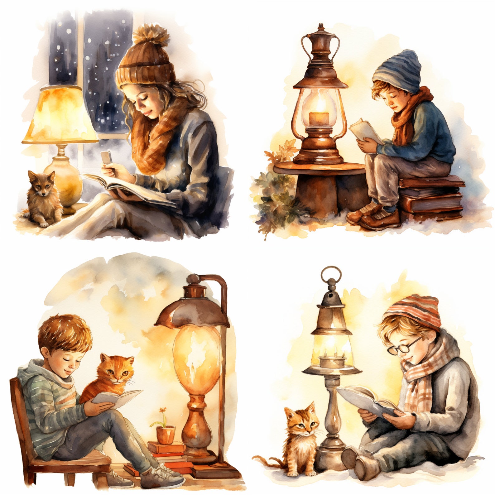 23 Cozy Holiday Reading Clipart High Quality PNG 300 Dpi - Etsy