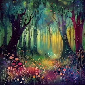 24 Magical Forest Clipart, Fantasy Woodland Digital Art, Mystical ...