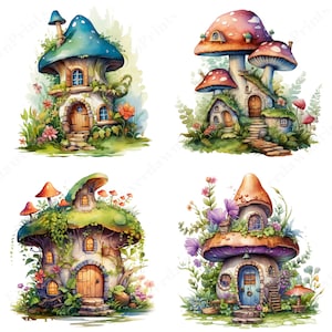 22 Watercolor Tiny Fairy House Clipart, Garden Gnomes, Transparent PNG ...