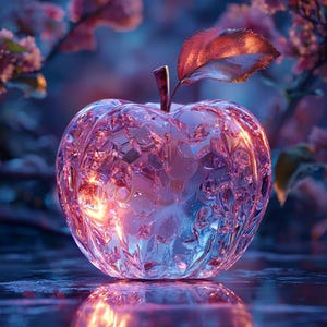 24 Crystal Apple Magic Clipart, Shimmering Glass Apple Illustration ...