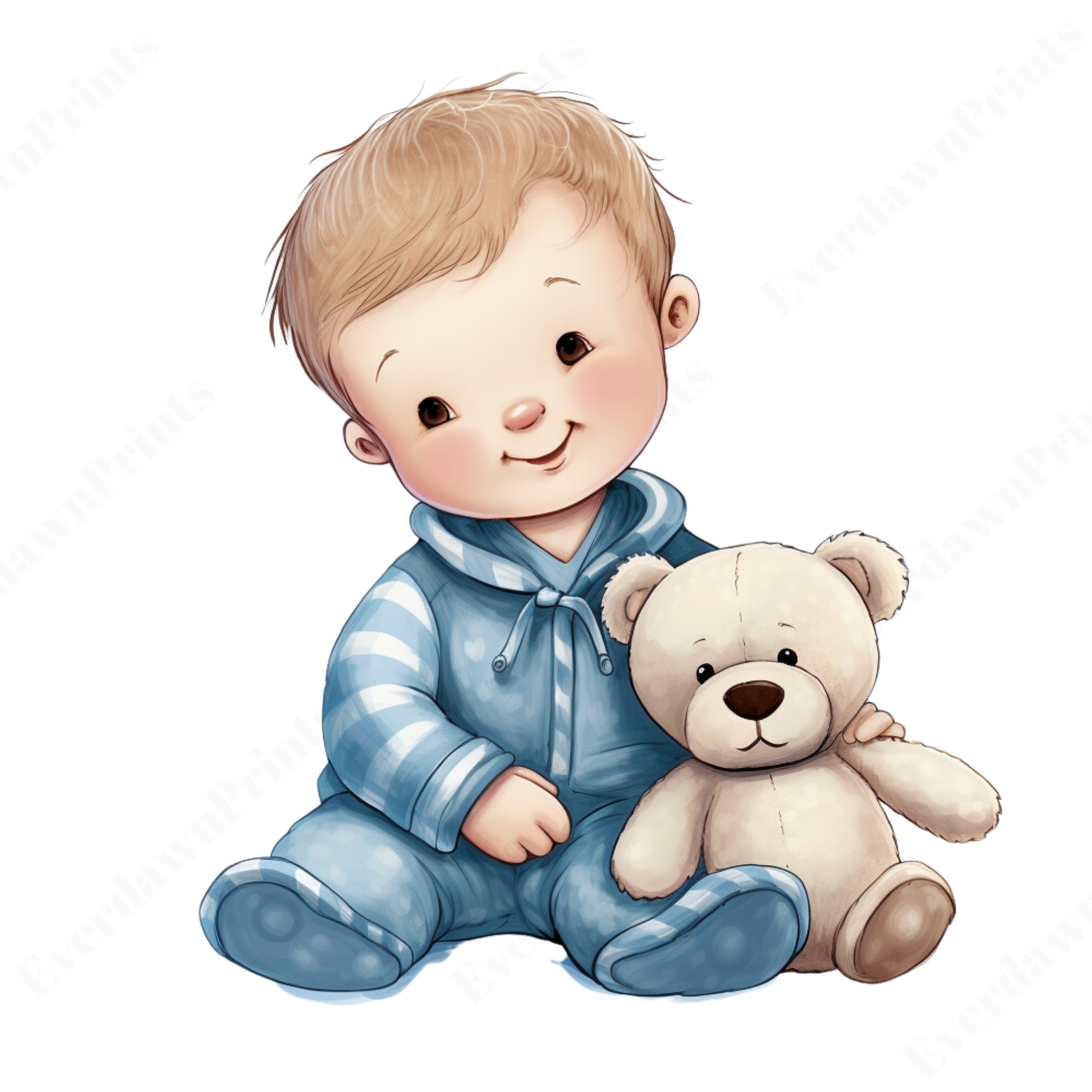 13 Watercolor Boy With Teddy Bear Clipart, Teddy Bear Clipart ...