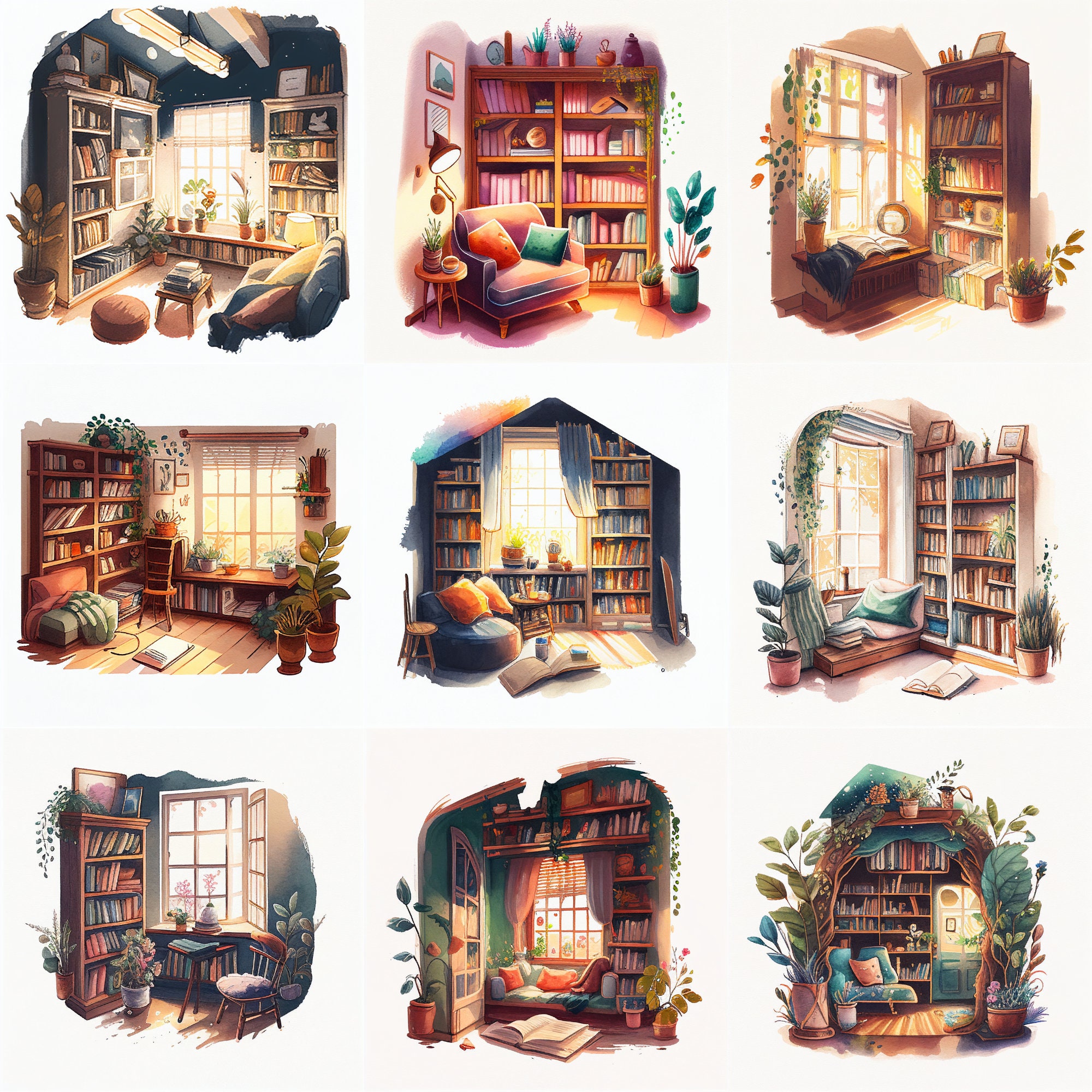 58 Cozy Home Library Clipart Bundle High Quality Pngs - Etsy