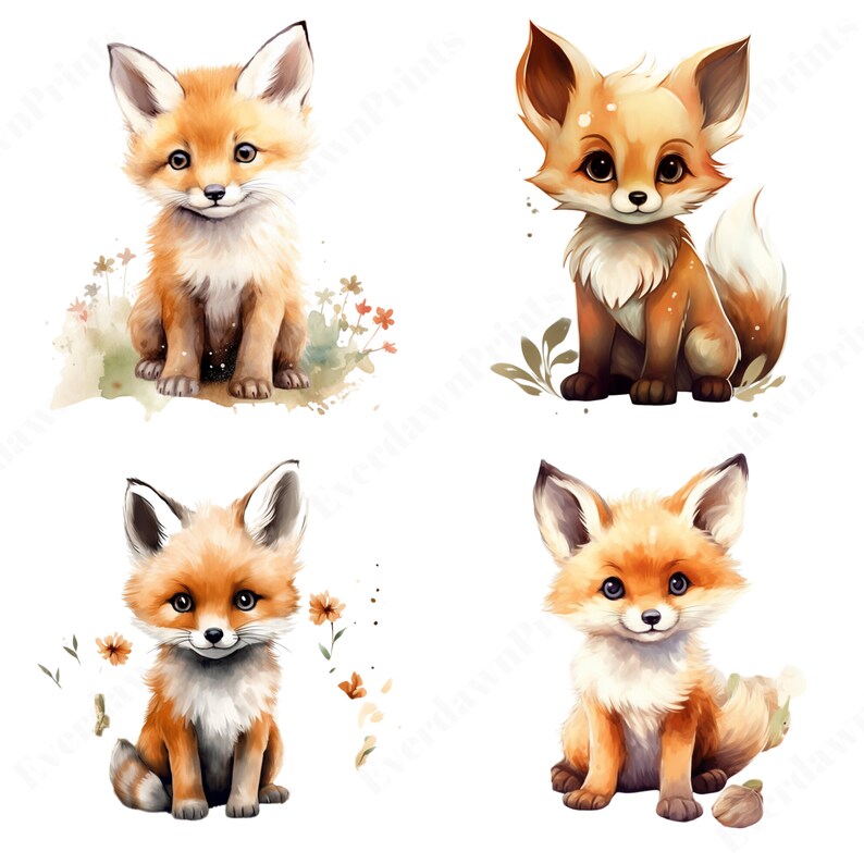 23 Watercolor Baby Fox, Transparent PNG, Baby Shower, Birthday, Nursery ...