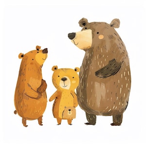 Bear Family Clipart, Cute Animal Graphics, Nursery Art (digital ...