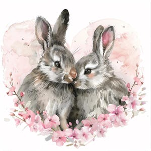 24 Cute Bunny Couple Clipart, Romantic Rabbit Illustration, Wedding ...