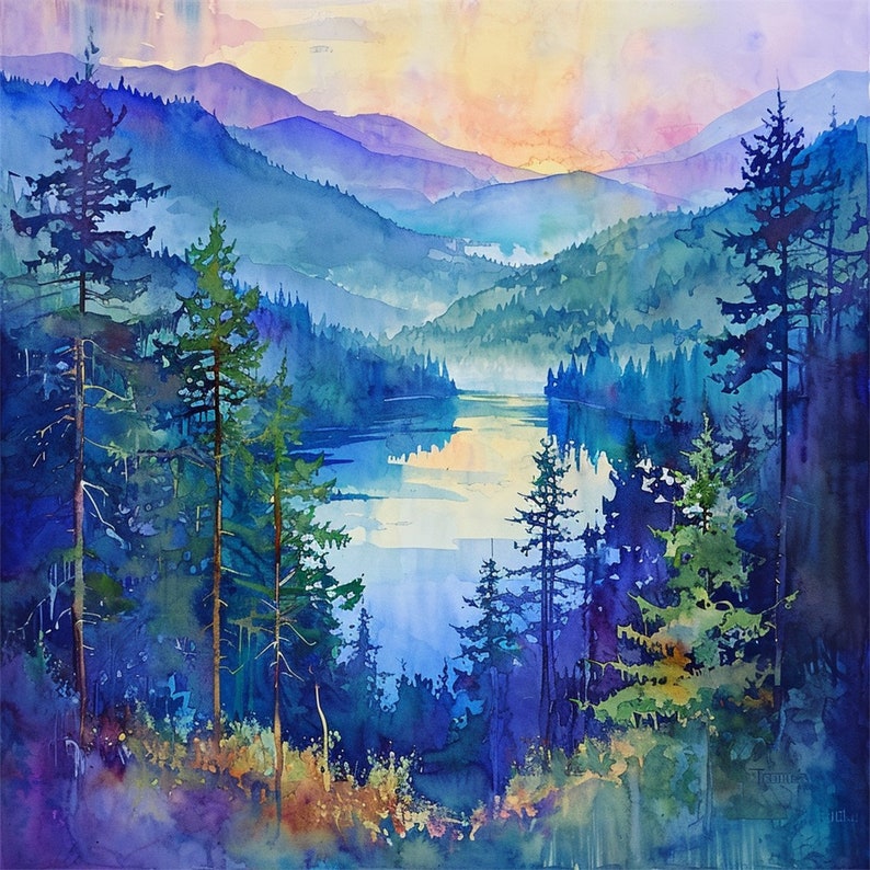 37 Rustic Landscape Watercolor Clipart, Digital Download, Nature Wall ...