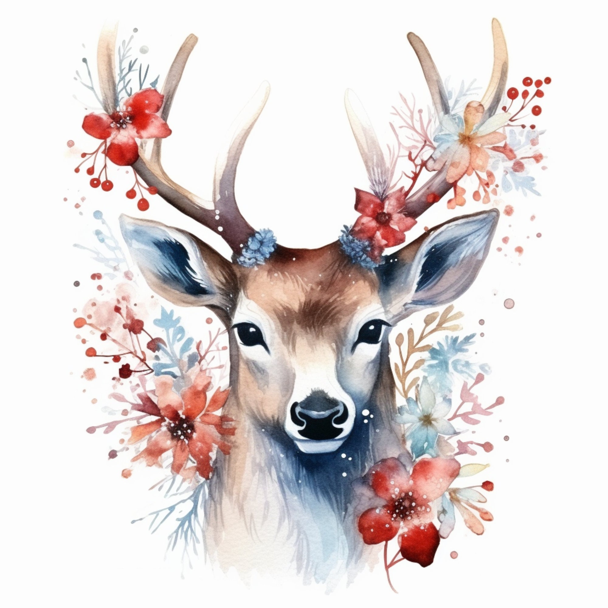 20 Weihnachten Hirsch Aquarell Clipart, 300 dpi, Hirsch Clipart ...
