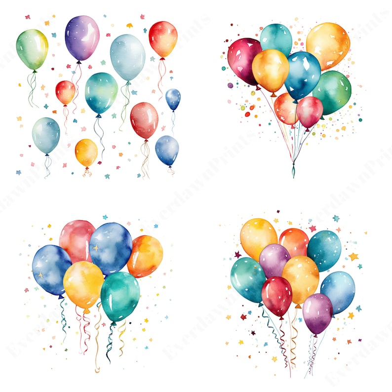 Aquarell Luftballons Clipart, Party & Kinderzimmer Kunst (digitaler ...