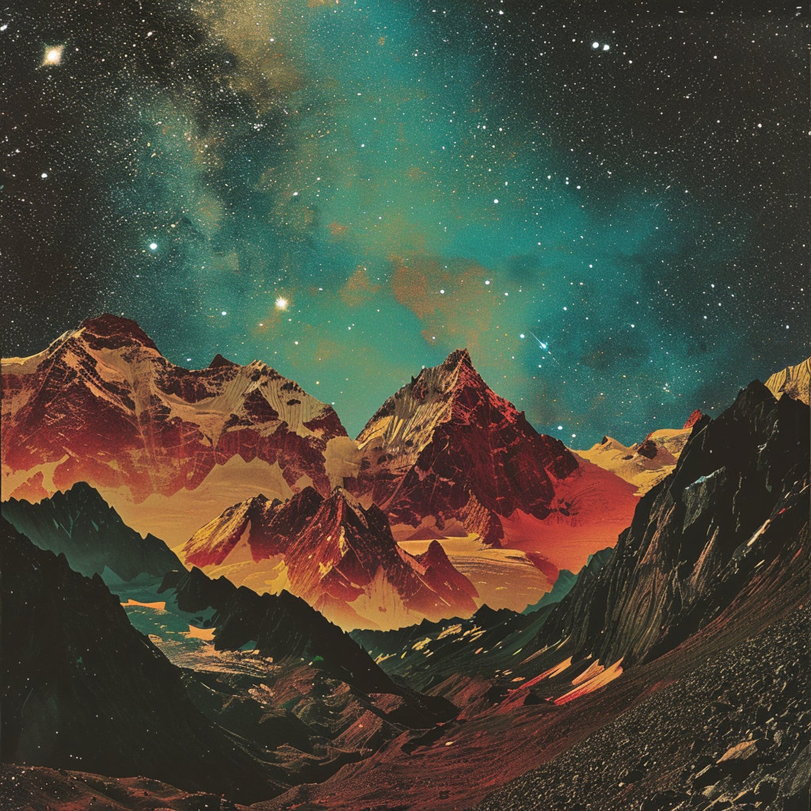 50 Celestial Mountain Clipart, Watercolor Mountain Background, PNG ...