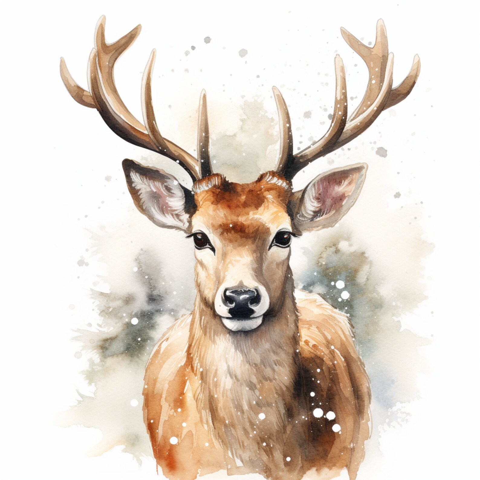 20 Christmas Deer Watercolor Clipart, 300 Dpi, Deer Clipart, Christmas ...
