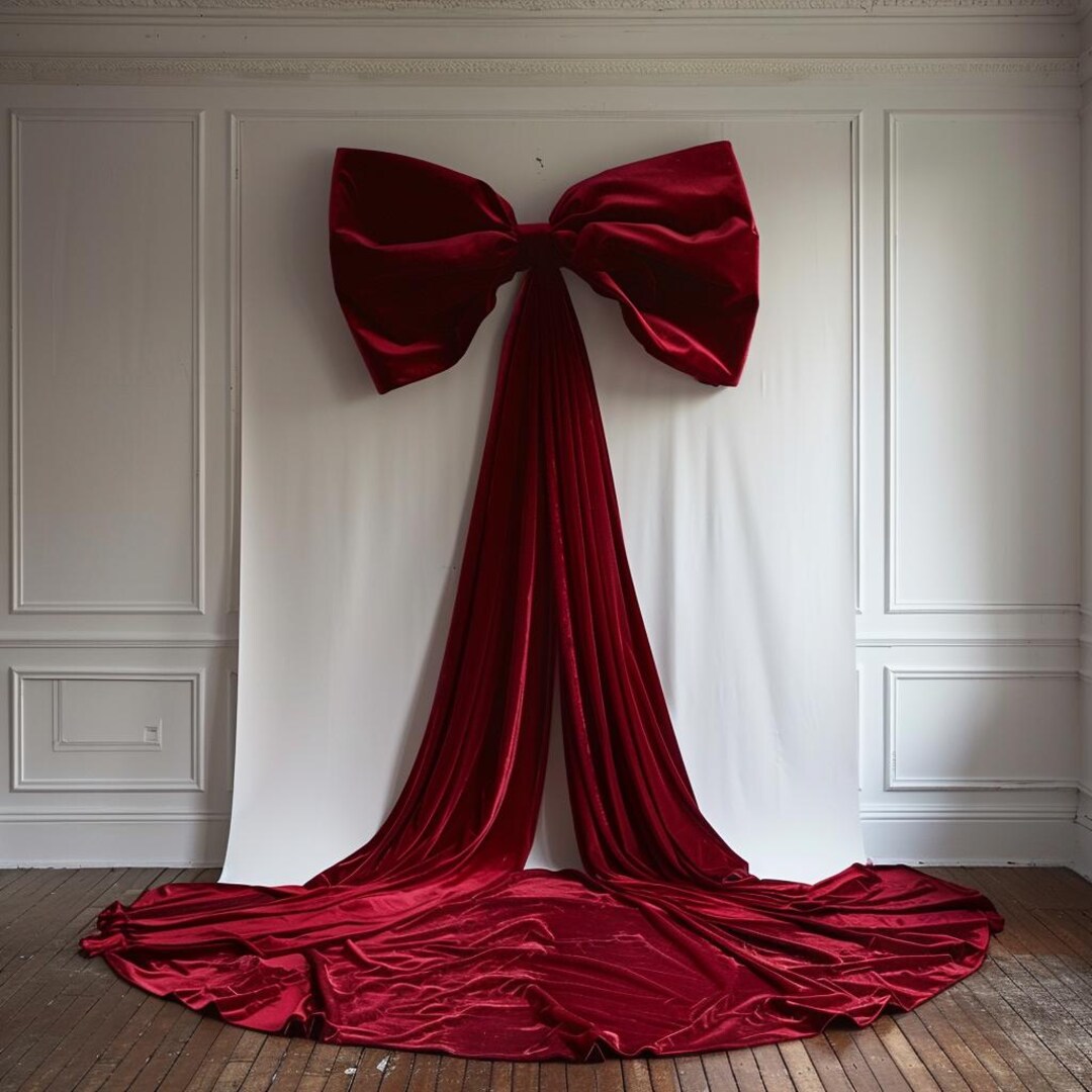 24 Large Red Bow Curtain Clipart, Holiday Season Decor Clipart ...