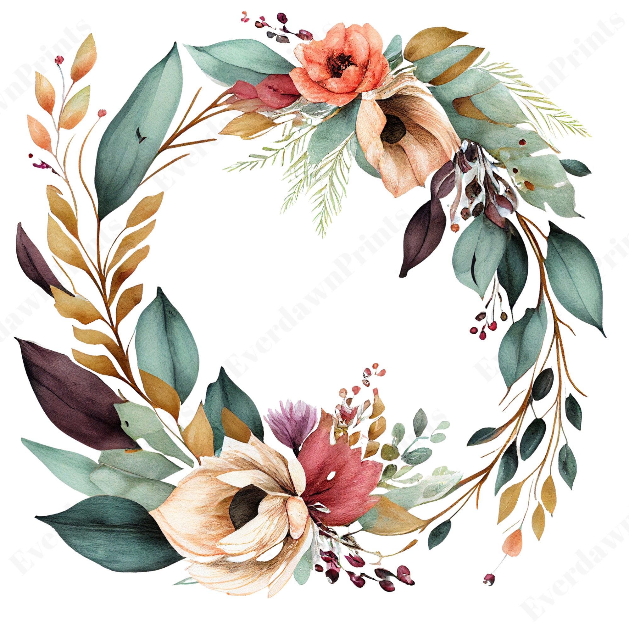 28 Watercolor Boho Borders, Floral Clipart, Clipart Borders, High ...