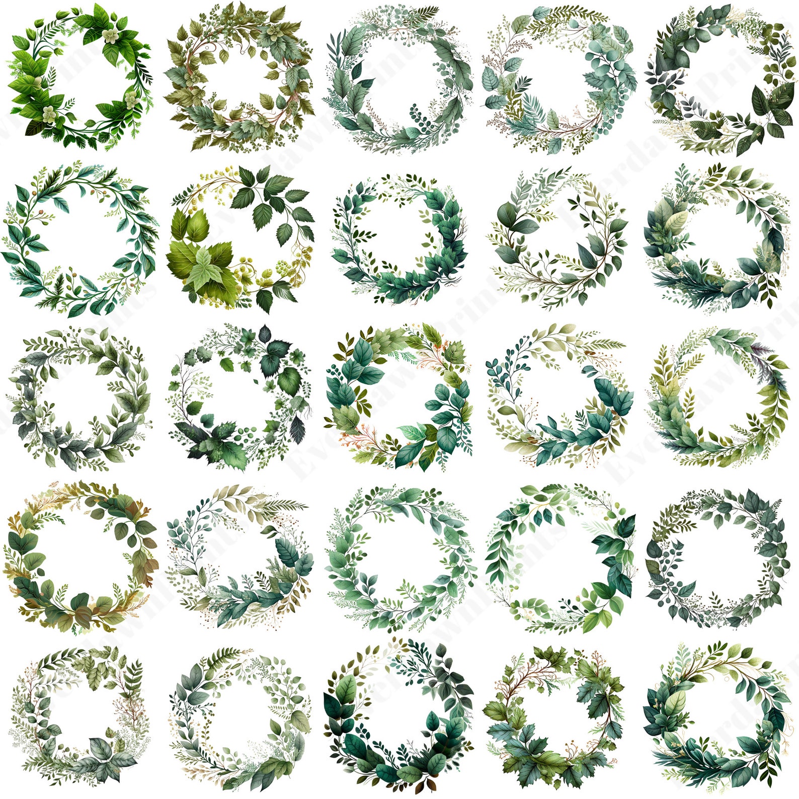 143 Watercolor Greenery Borders Greenery Floral Clipart High - Etsy