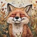 24 Happy Smiling Fox Watercolor Clipart, Watercolor Backgrounds, Card ...
