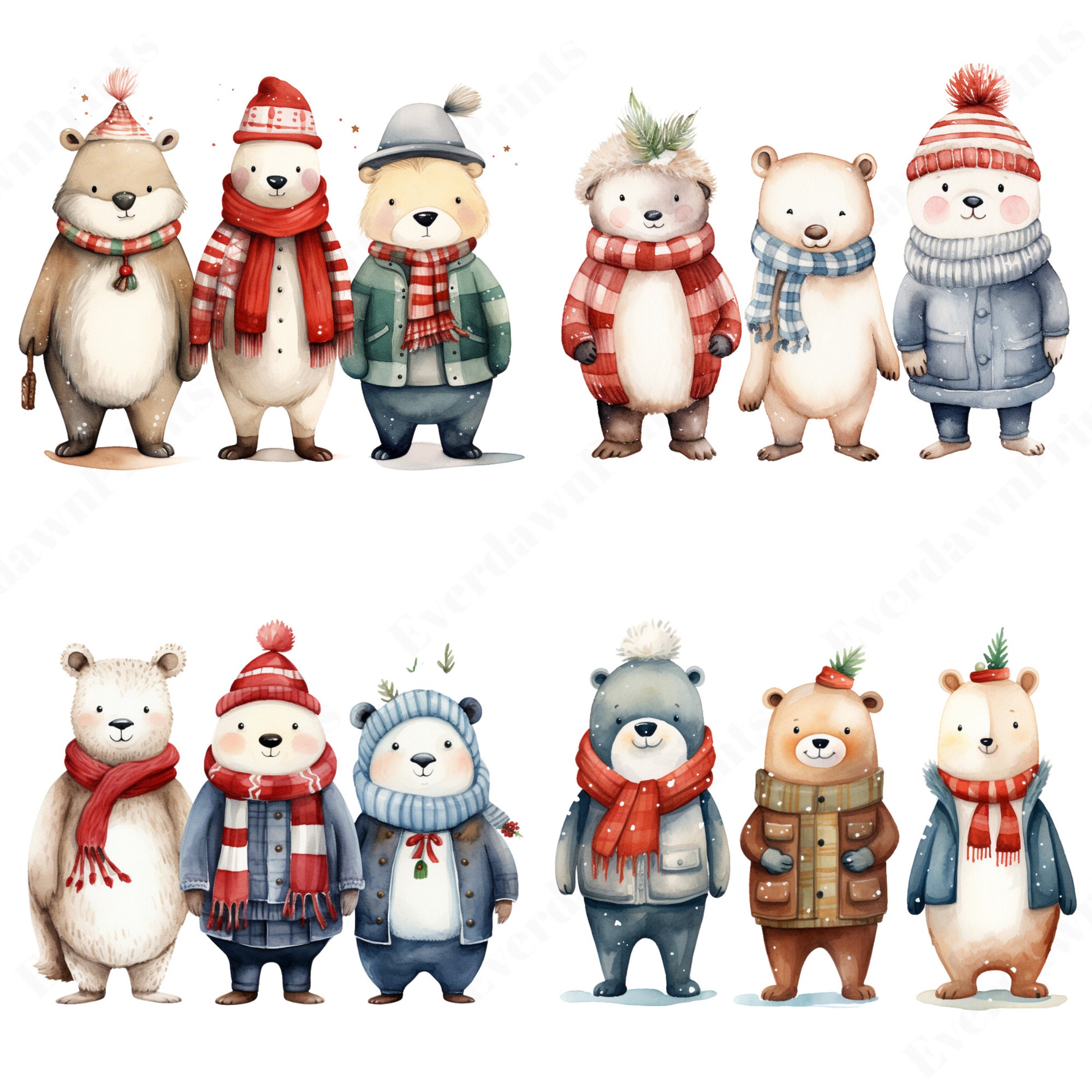 21 Winter Animals Watercolor Clipart, Transparent PNG, Christmas ...