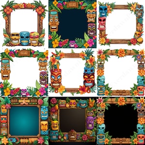 52 Watercolor Tiki Frames, Party Frames, Hawai Borders, Hawai Frames ...