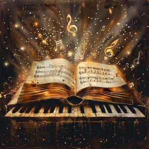 24 Vintage Musical Notes Clipart, Piano Sheet Music Illustration ...