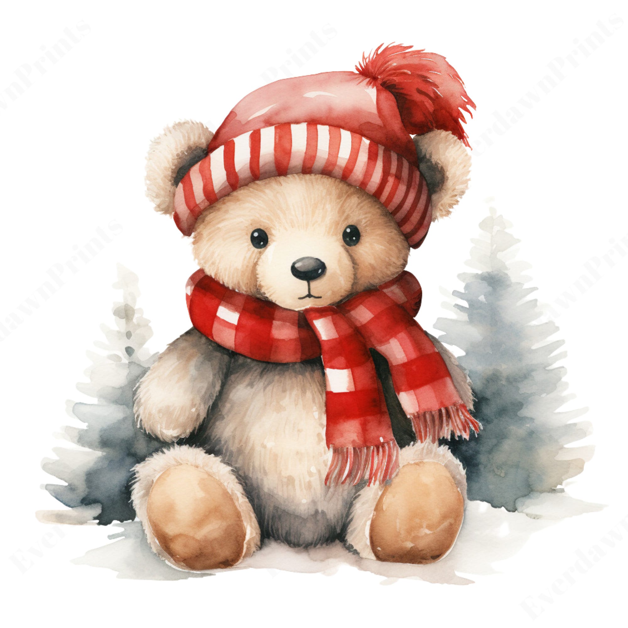 31 Christmas Teddy Bear Watercolor Clipart, Transparent PNG, Teddy Bear ...