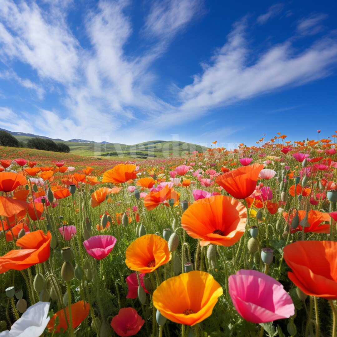 28 Watercolor Fields of Poppies, High Quality PNG, 300 Dpi, Clipart ...