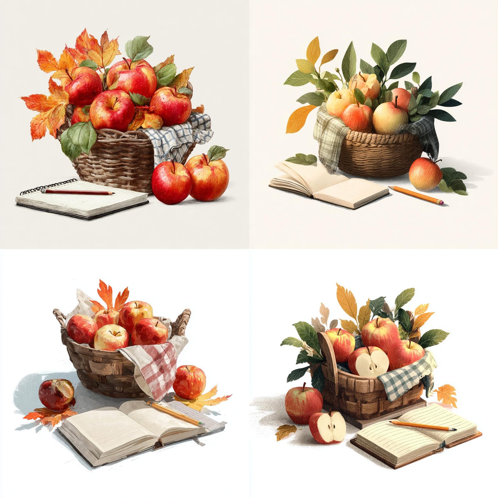 24 Apple Basket Digital Art, Autumn Harvest Still Life, Cozy Fall ...