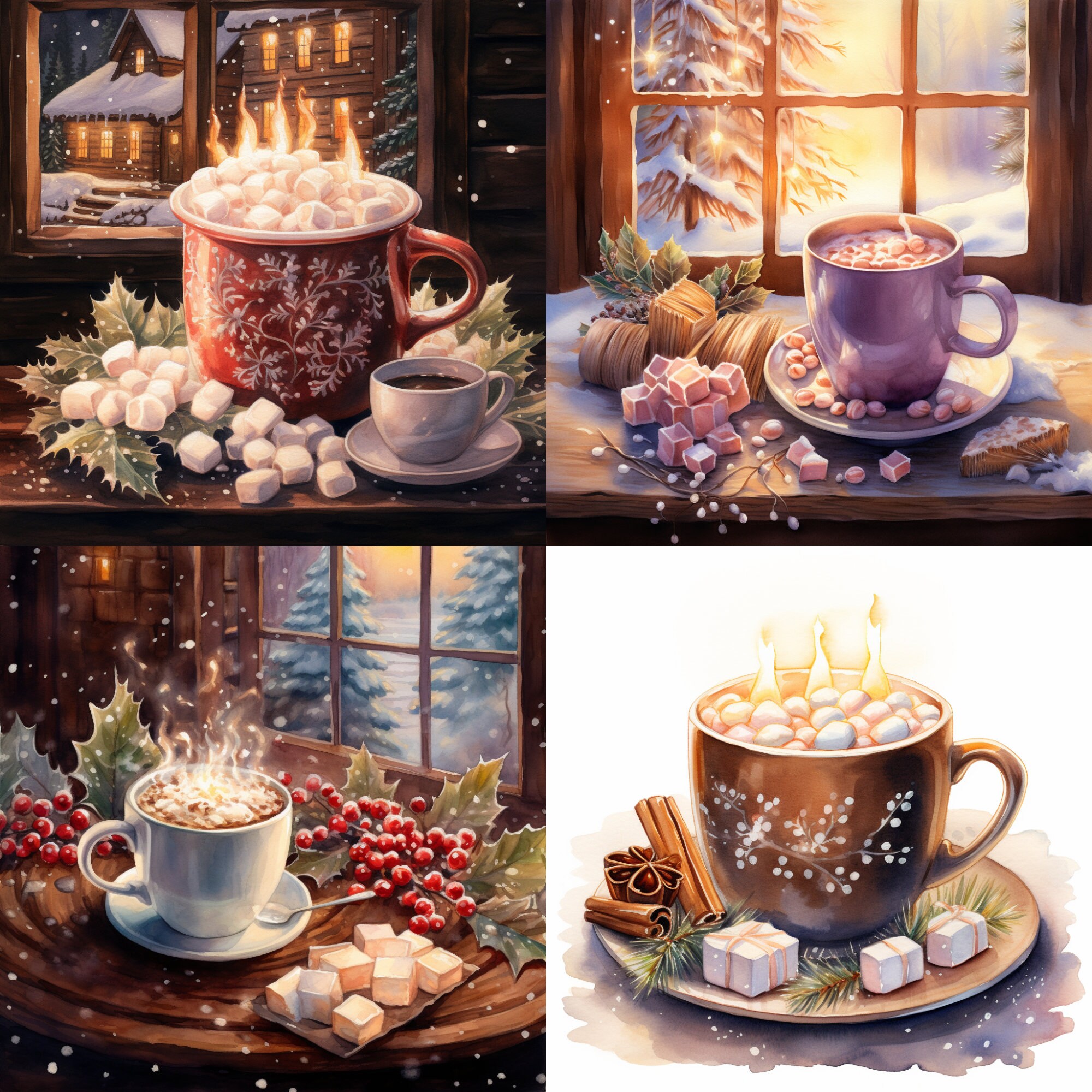 30 Watercolor Hot Cocoa Clipart, High Quality PNG, 300 Dpi, Cozy ...