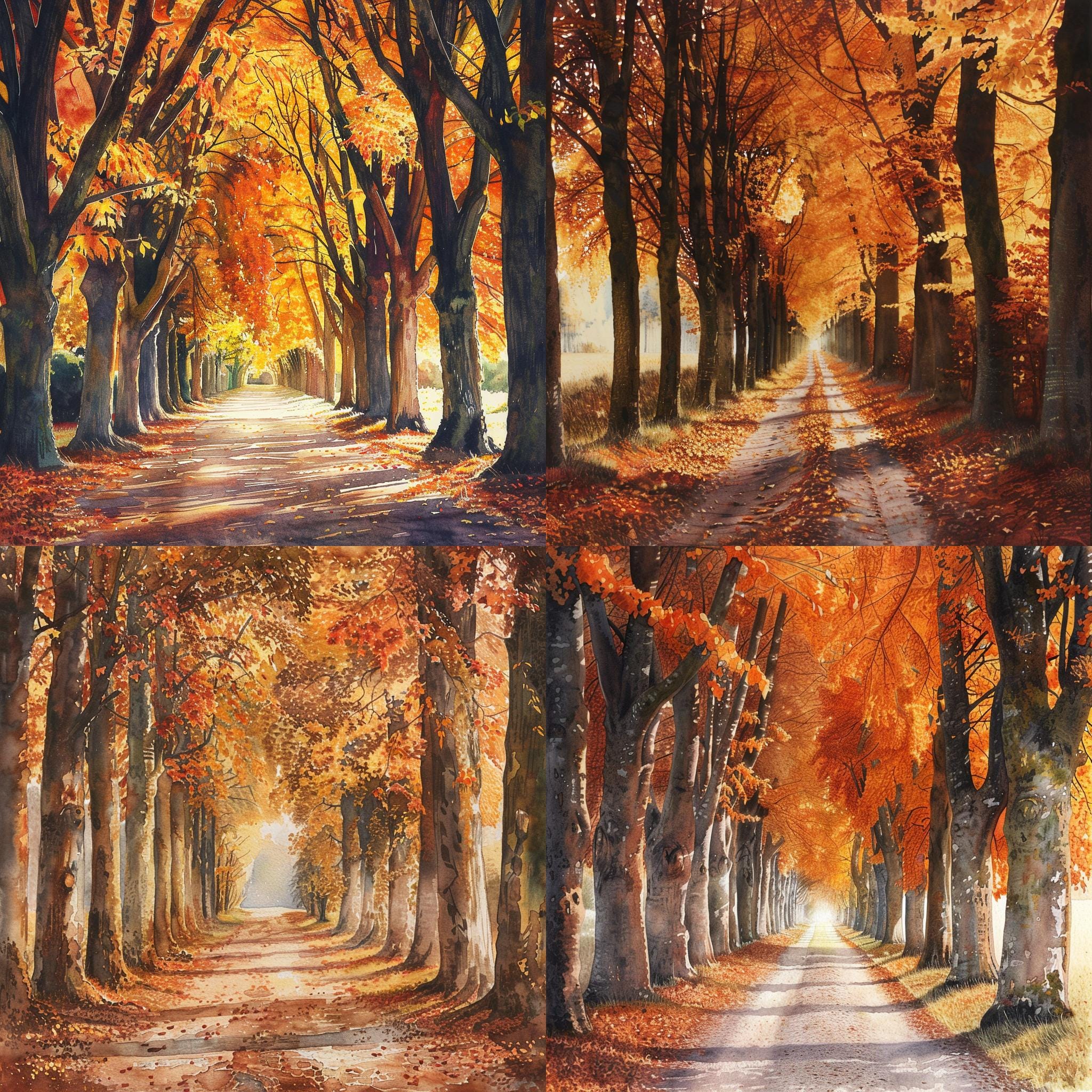 24 Autumn Path Clipart, Watercolor Fall Trees Image, Cozy Season ...