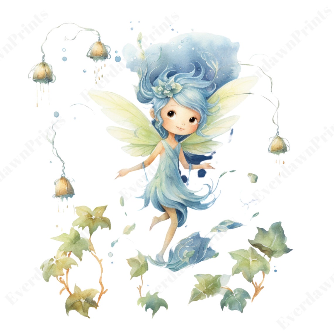 18 Watercolor Fairy Clipart, Fairy Garden Watercolor Clipart, Enchanted ...