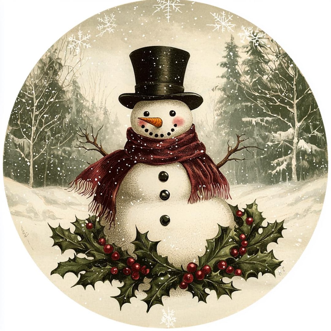 24 Vintage Snowman Clipart Christmas Holiday Printable Retro Winter ...