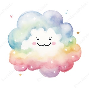 15 Happy Cloud Clipart, High Quality Transparent PNG, Watercolor, Card ...