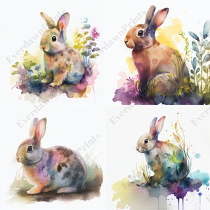 31 Easter Bunny Clipart, High Quality Watercolor Pngs, Nursery Art ...