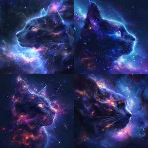 24 Cosmic Galaxy Cat Clipart, Mystical Space Cat Digital Art, Fantasy ...