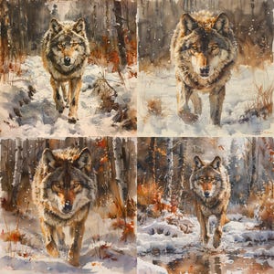 24 Winter Wolf Clipart, Watercolor Wolf Art, Animal Clipart, Forest ...