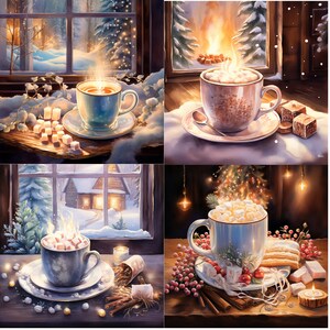 30 Watercolor Hot Cocoa Clipart, High Quality PNG, 300 Dpi, Cozy ...
