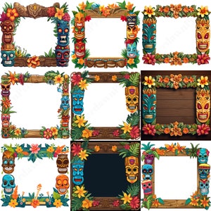 52 Watercolor Tiki Frames, Party Frames, Hawai Borders, Hawai Frames ...