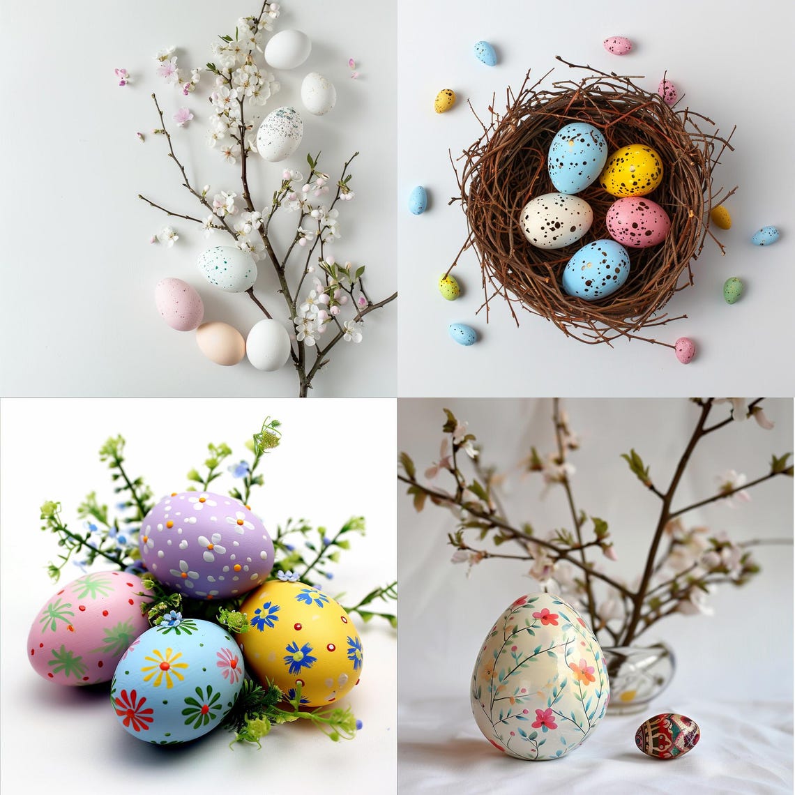 24 Easter Egg Daisy Clipart, Spring Floral Decoration Digital Download ...