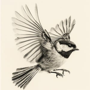 24 Chickadee Clipart, Flying Bird Image, Detailed Bird Illustration ...