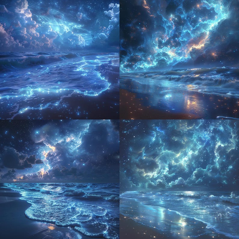 24 Mystical Ocean Dream, Digital Download Clipart, Cosmic Beach Art ...